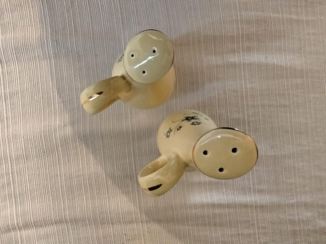 TS&T Silver Mist Lu-ray Yellow Salt and Pepper Shaker Set 1950s - Etsy