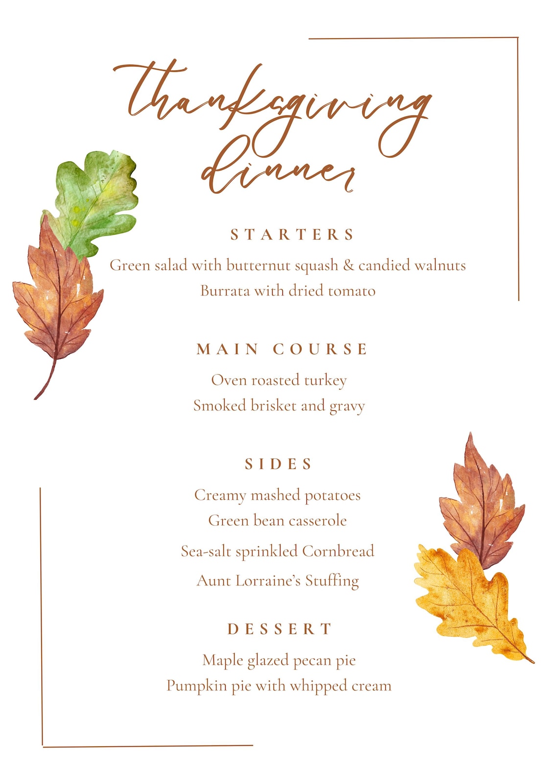 Thanksgiving Dinner Menu Template, Friendsgiving Menu Template ...