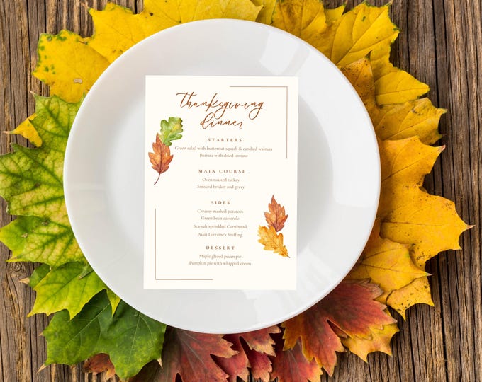 Thanksgiving Dinner Menu Template, Friendsgiving Menu Template ...