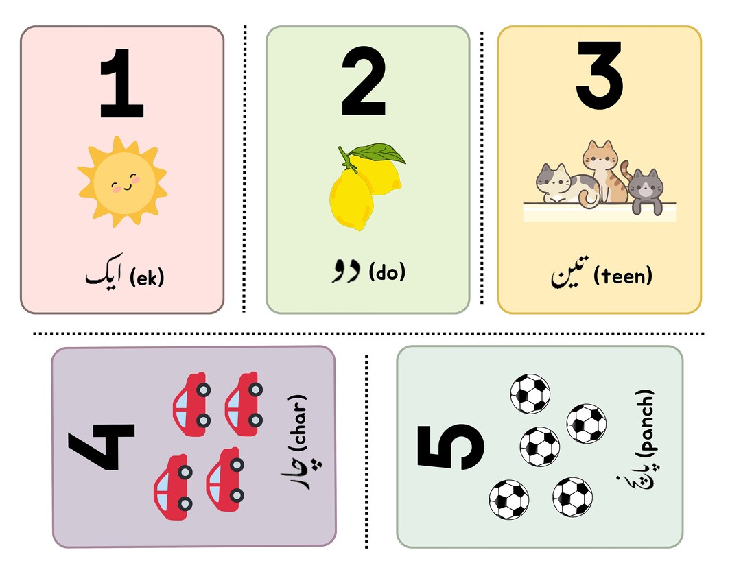 Learn to Count in Urdu – Printable Flash Cards - Etsy UK