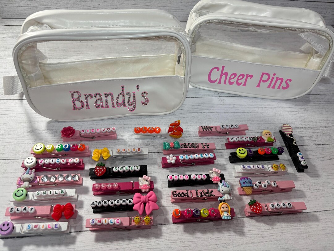 30 Cheer Pins and Name Blinged Out Bag - Etsy