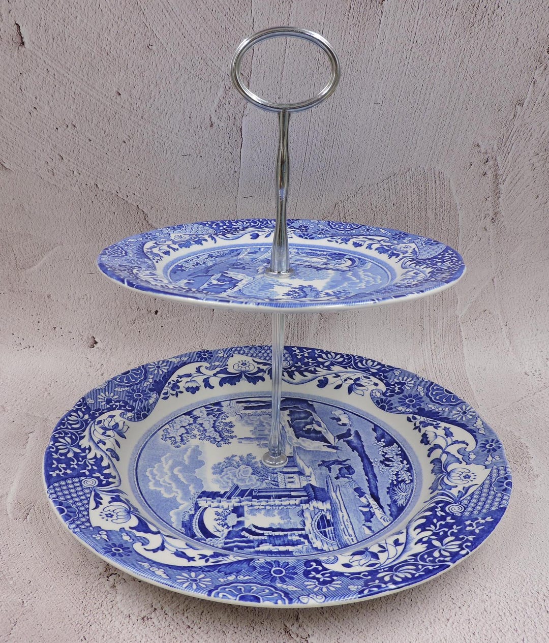 Spode Blue Italian 2 Tier Cake Stand (england) #1484 - Etsy