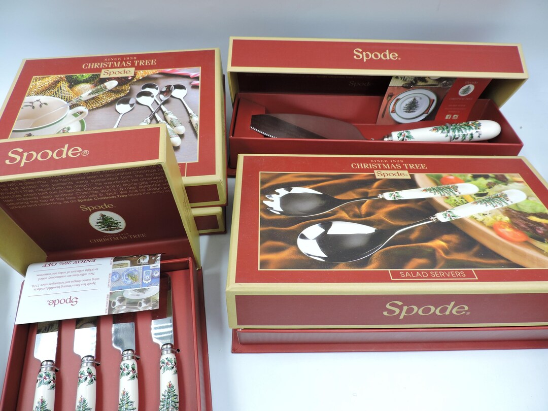 Spode Christmas Tree Tea Spoon , Cake Server, Salad Server, Spreader ...