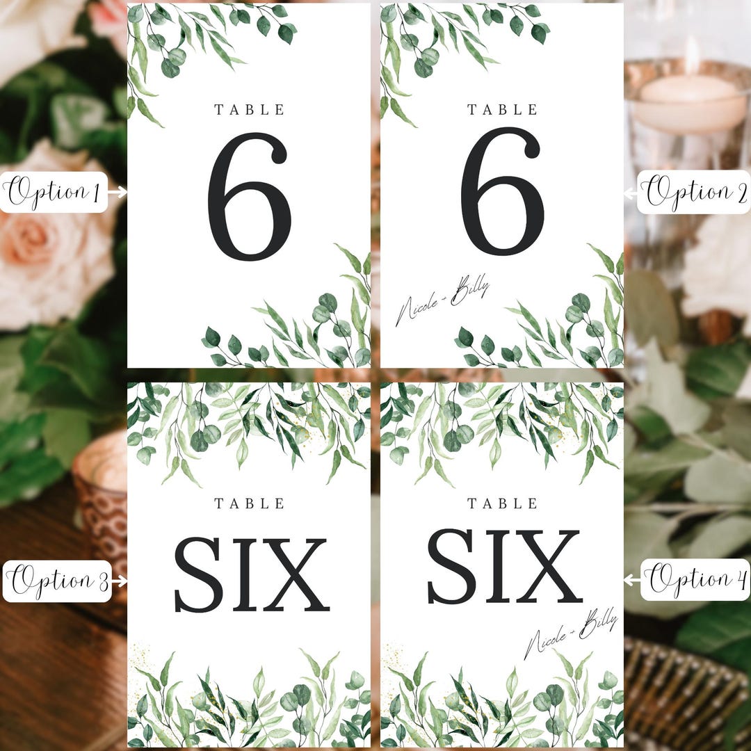 Printable Wedding Table Sign Bundle, Personalized Wedding Table Number ...