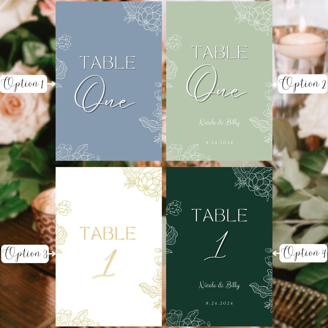 Printable Wedding Table Sign Bundle, Personalized Wedding Table Number ...