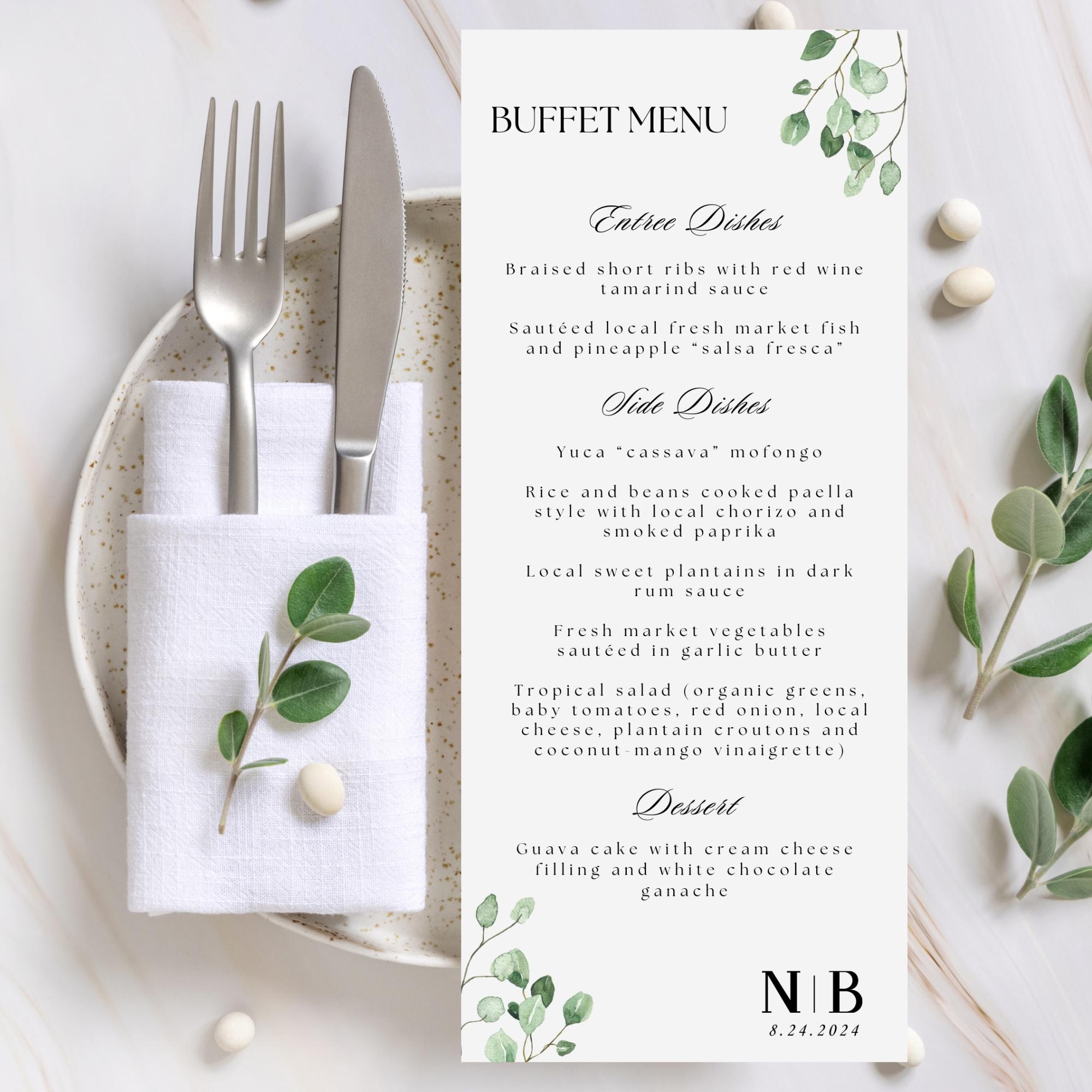 Custom Wedding Menu Card, Personalized Printable Wedding Menu Cards ...