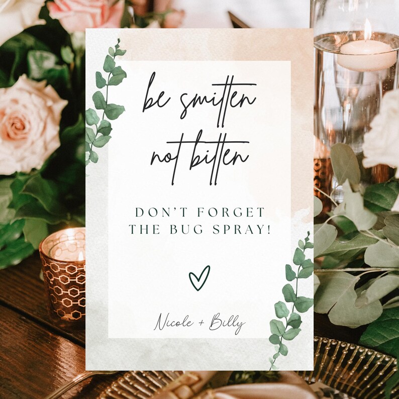 Custom Wedding Bug Spray Sign, Personalized Wedding Party Favor Sign ...