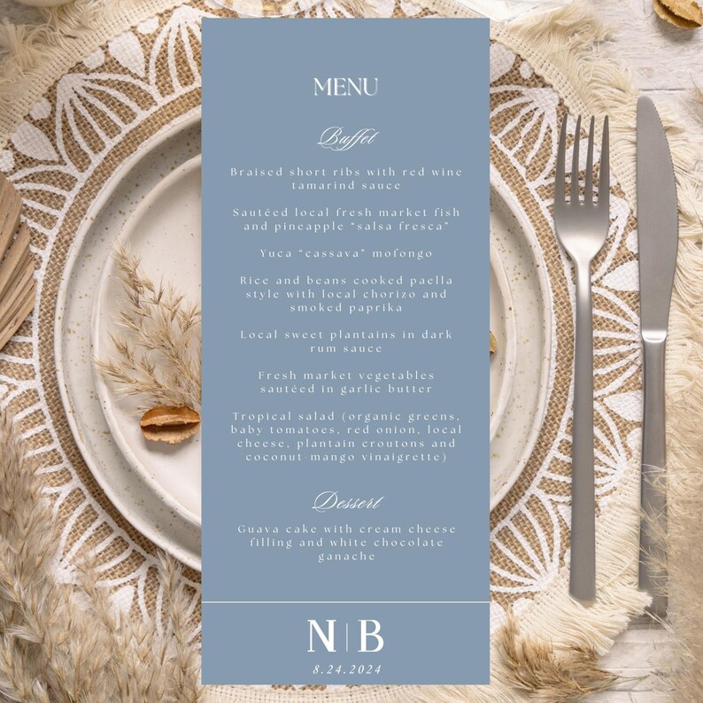Custom Wedding Menu Card, Personalized and Printable Wedding Menu Cards ...