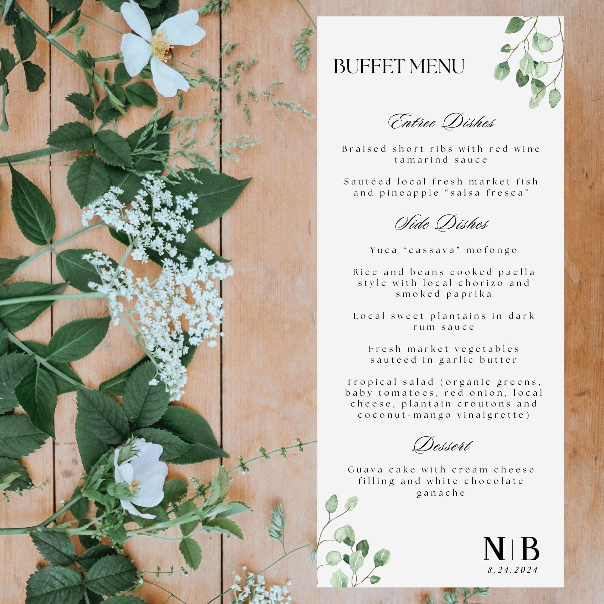 Custom Wedding Menu Card, Personalized Printable Wedding Menu Cards ...