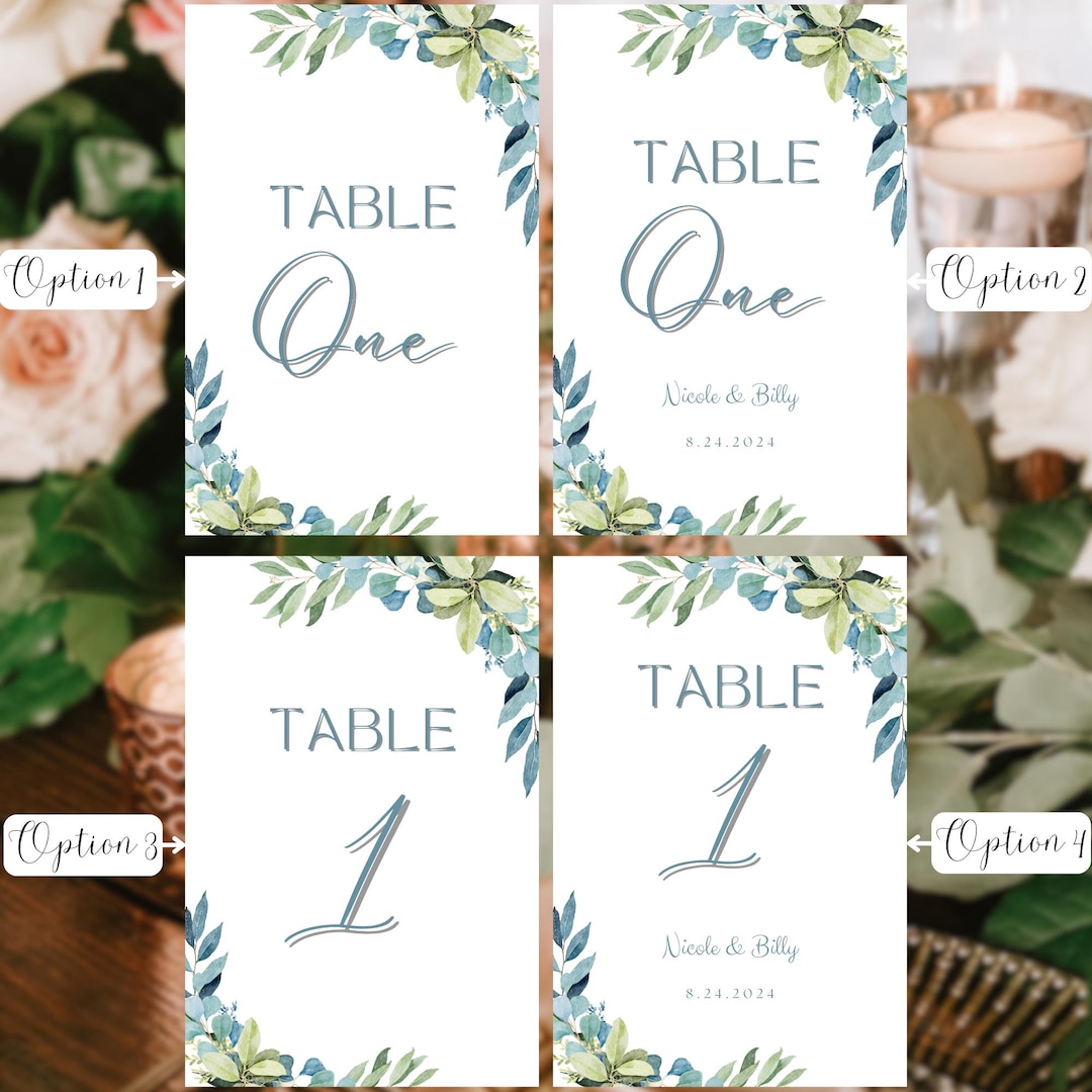 Printable Wedding Table Sign Bundle, Personalized Wedding Table Number ...