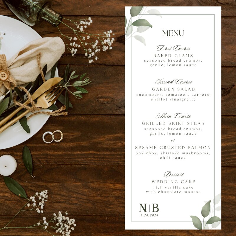 Monogram Menu - Etsy