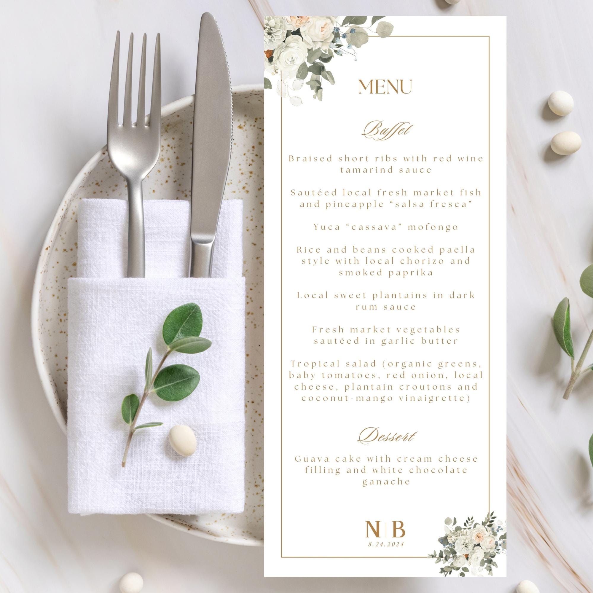 Custom Wedding Menu Card, Personalized Printable Wedding Menu Cards ...