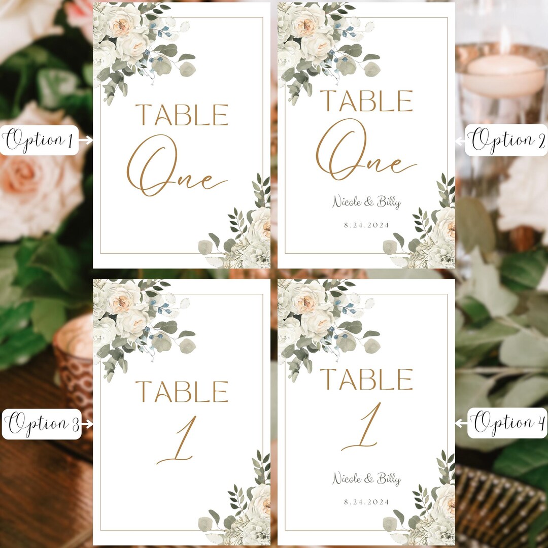 Printable Wedding Table Sign Bundle, Personalized Wedding Table Number ...