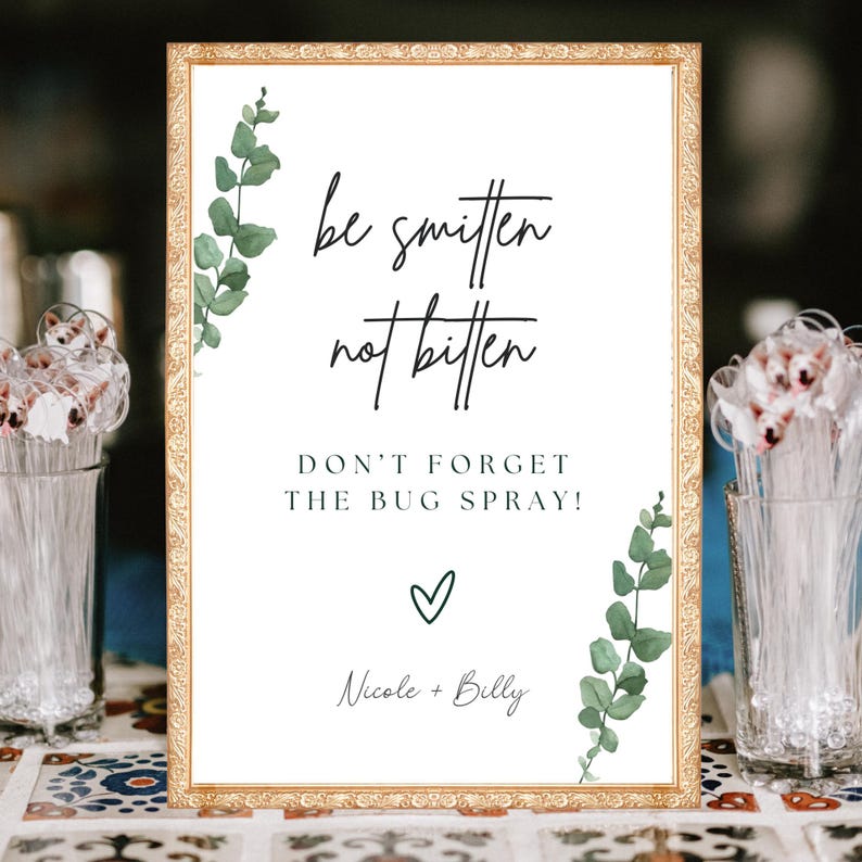 Custom Wedding Bug Spray Sign, Personalized Wedding Party Favor Sign ...