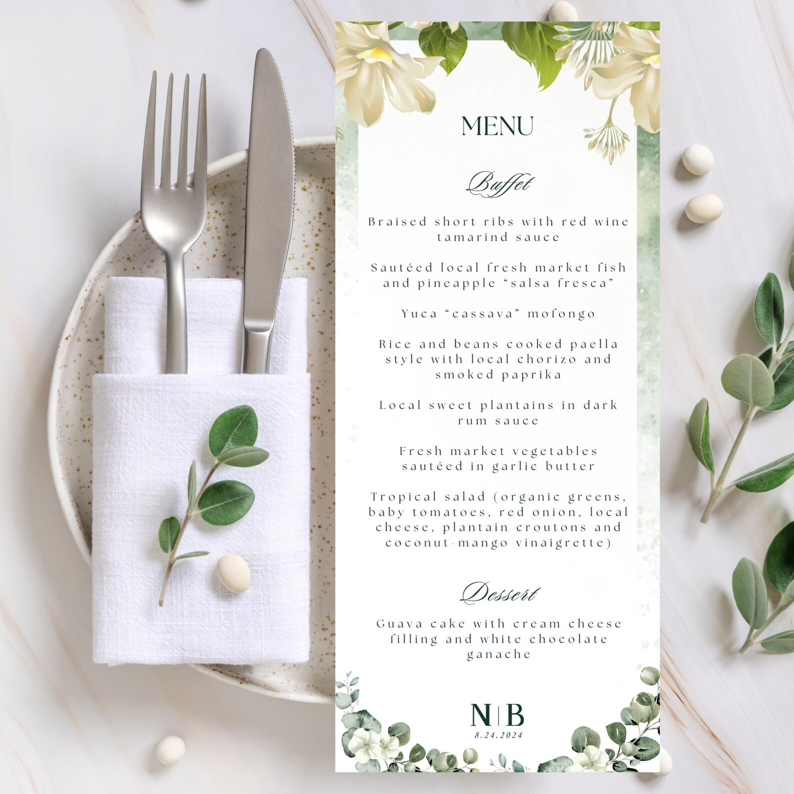 Custom Wedding Menu Card, Personalized Printable Wedding Menu Cards ...
