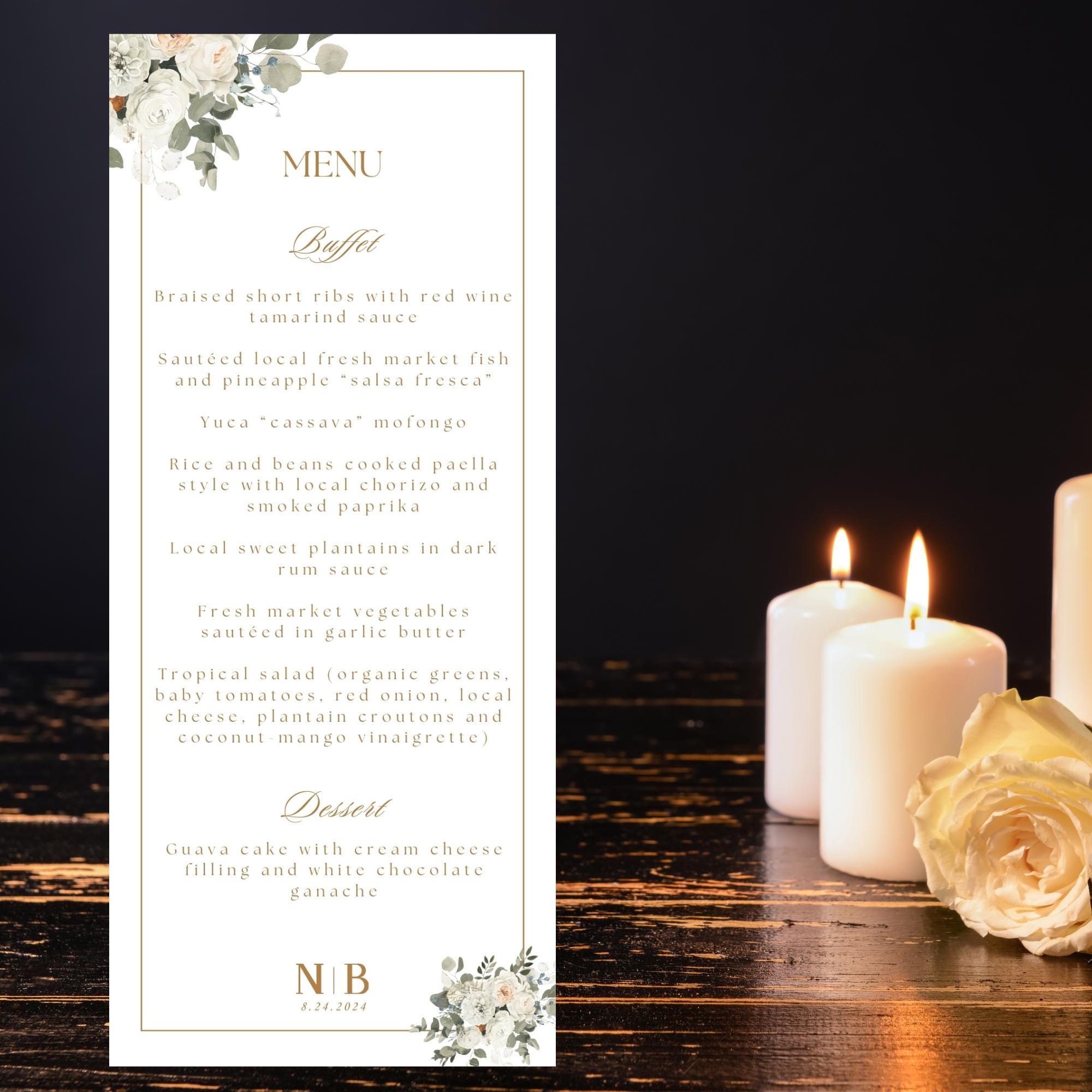 Custom Wedding Menu Card, Personalized Printable Wedding Menu Cards ...