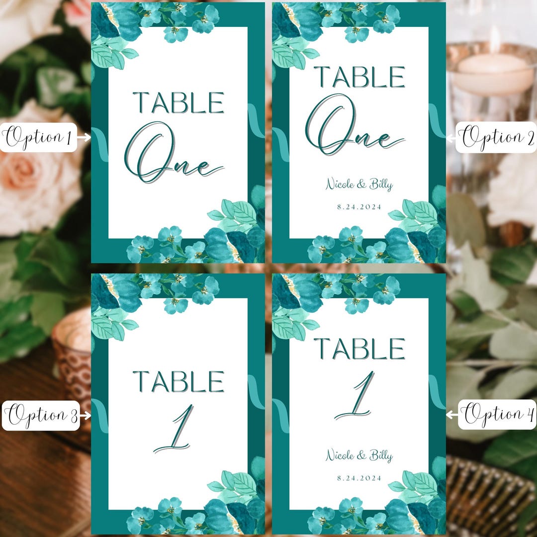 Printable Wedding Table Sign Bundle, Personalized Wedding Table Number ...