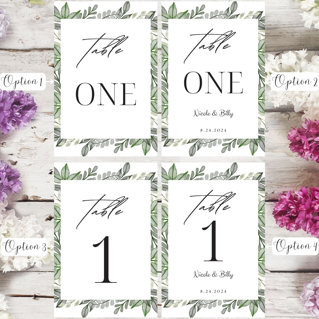 Printable Wedding Table Sign Bundle, Personalized Wedding Table Number ...