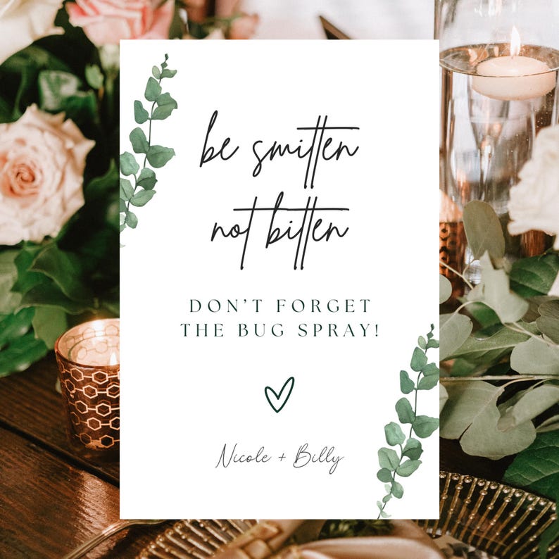 Custom Wedding Bug Spray Sign, Personalized Wedding Party Favor Sign ...