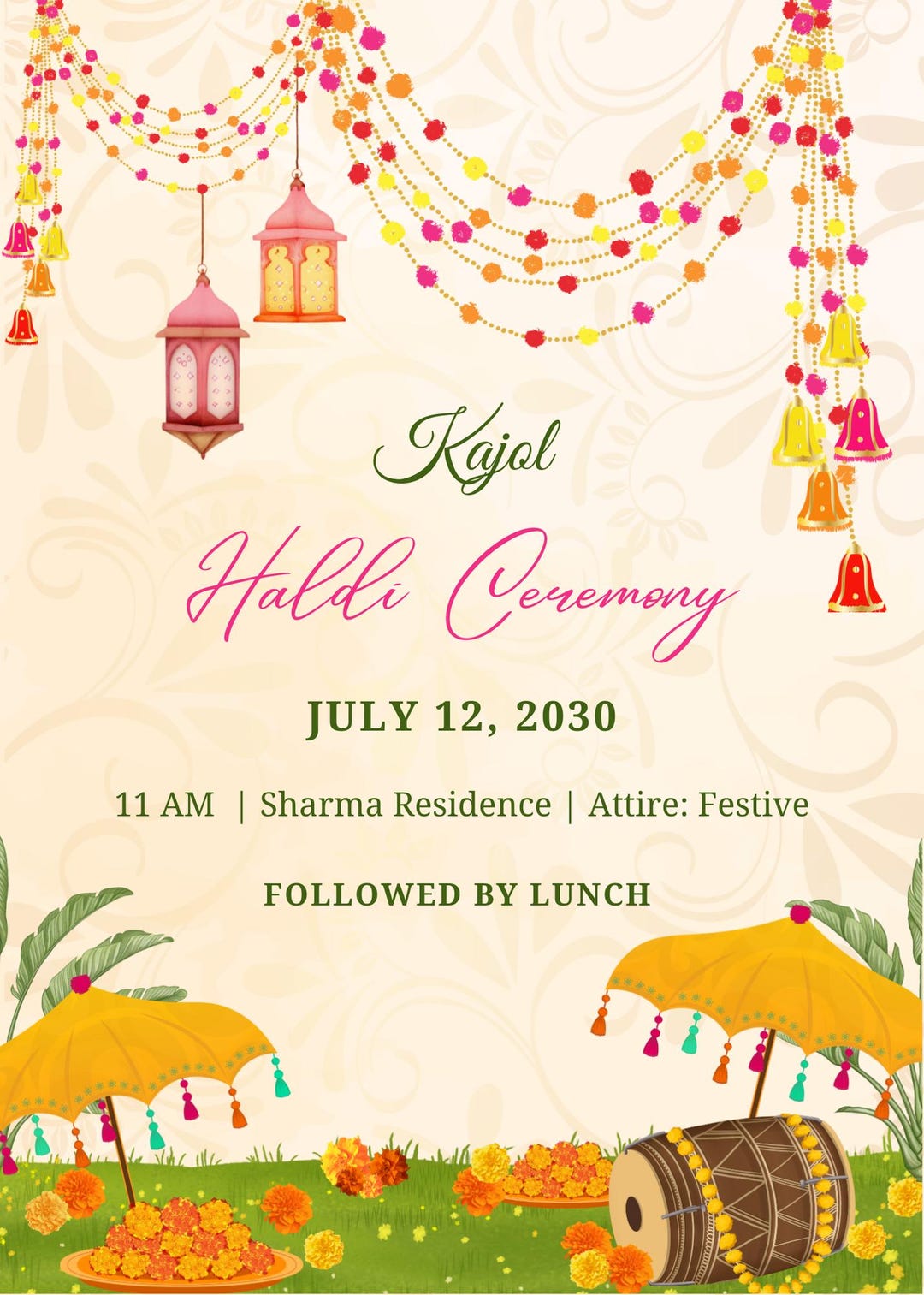 Sikh Wedding Invitation Template | Anand Karaj Canva Card | Editable ...
