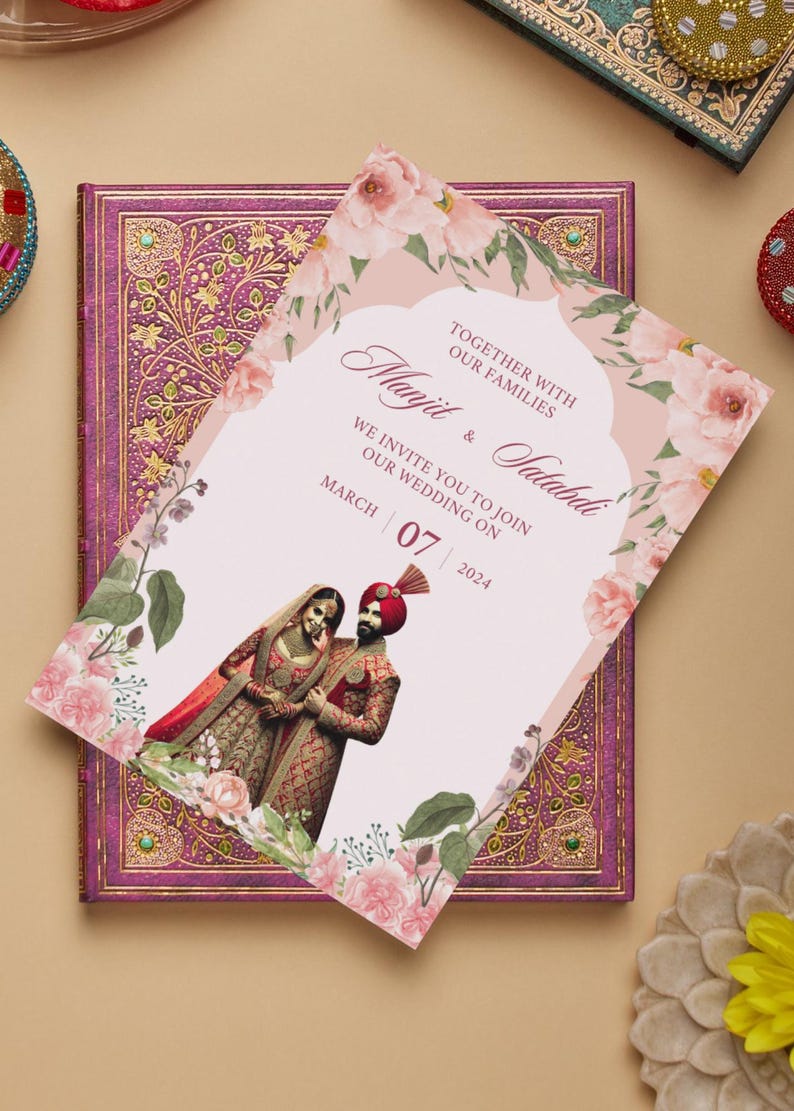Modern Indian & Punjabi Wedding Card Design , Elegant Minimalist ...