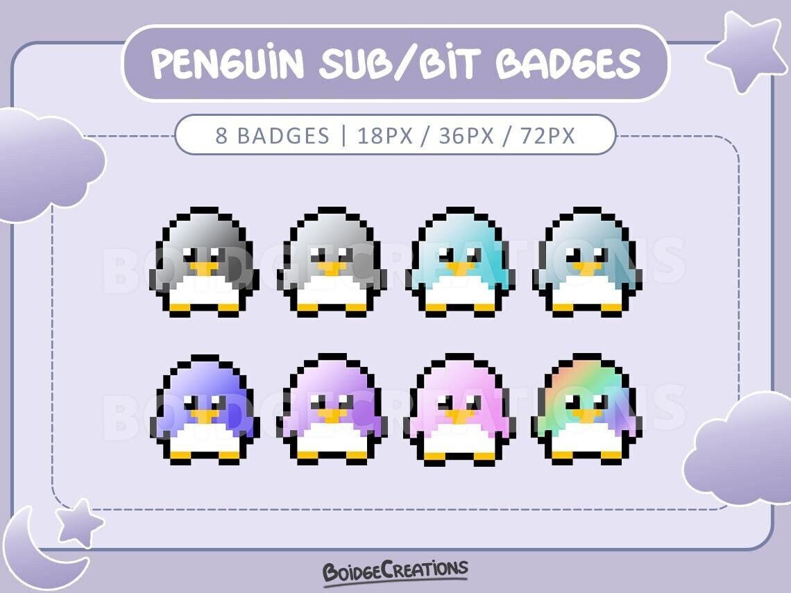 Penguin Pixel Subscriber and Bit Badges for Twitch Streamers | Twitch ...