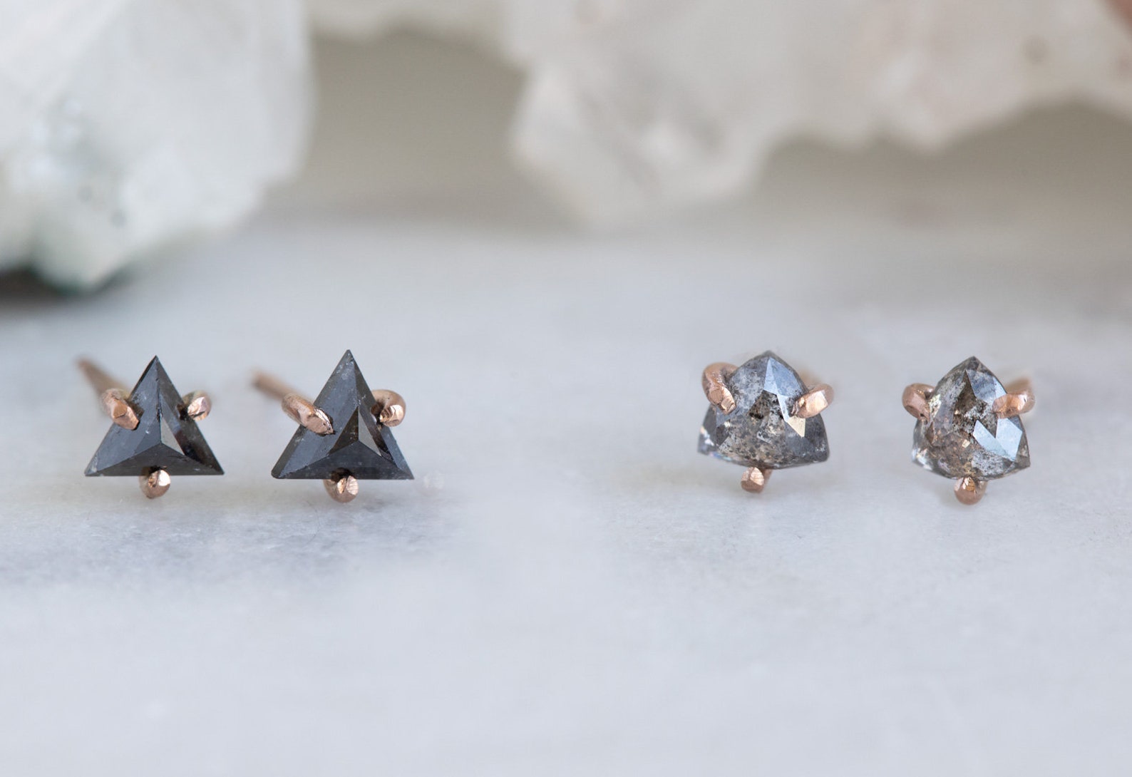 Natural Rose Cut Diamond Trillion Studs - Etsy