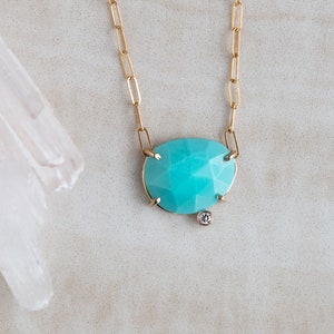 Rose Cut Turquoise Diamond Pendant Necklace - Etsy
