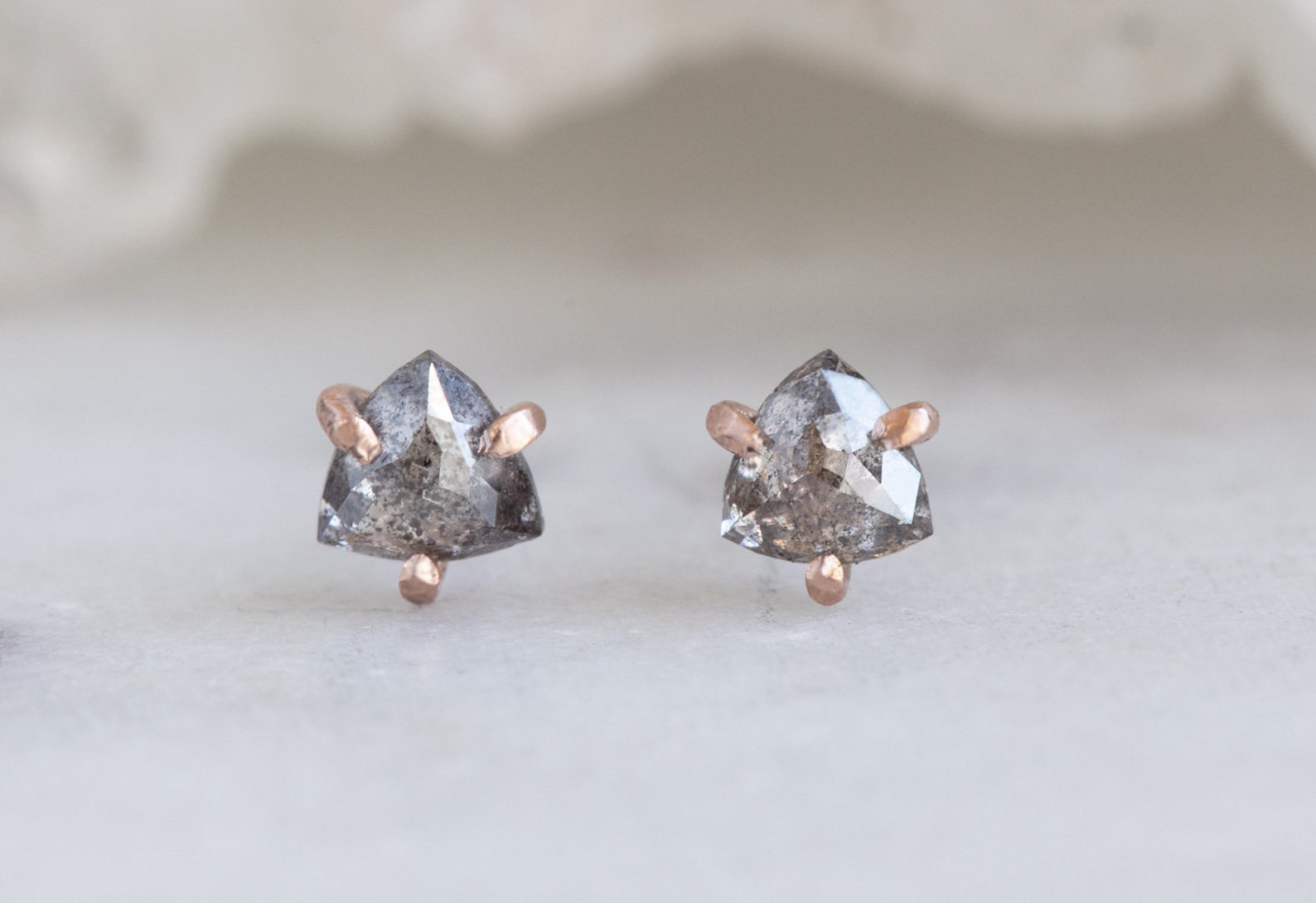 Natural Rose Cut Diamond Trillion Studs - Etsy