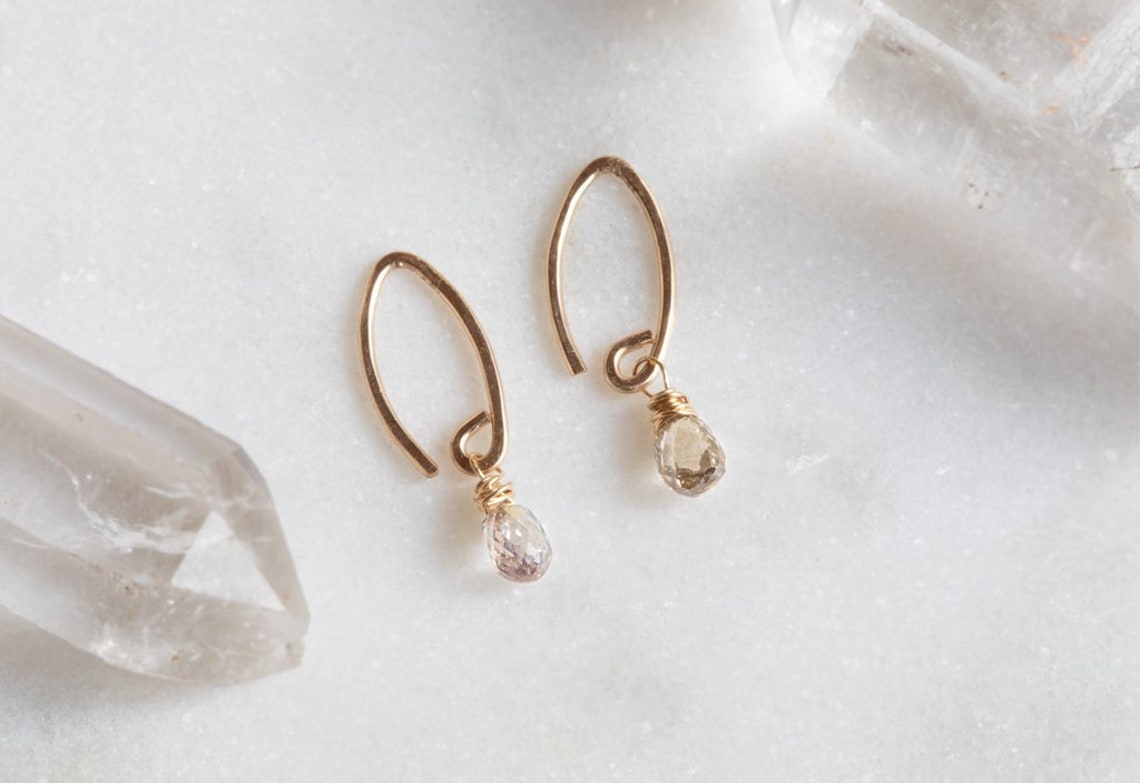 Simple Diamond Drop Earrings - Etsy