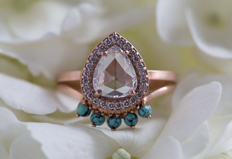 Turquoise Sunburst Wedding Band | Etsy