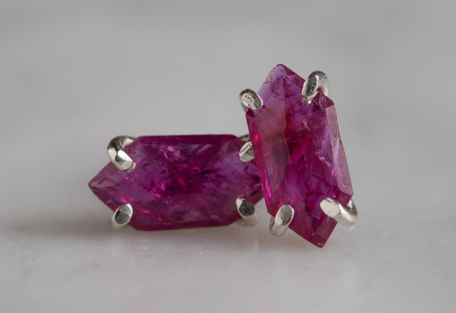 Natural Rose Cut Ruby Hexagon Studs | Etsy