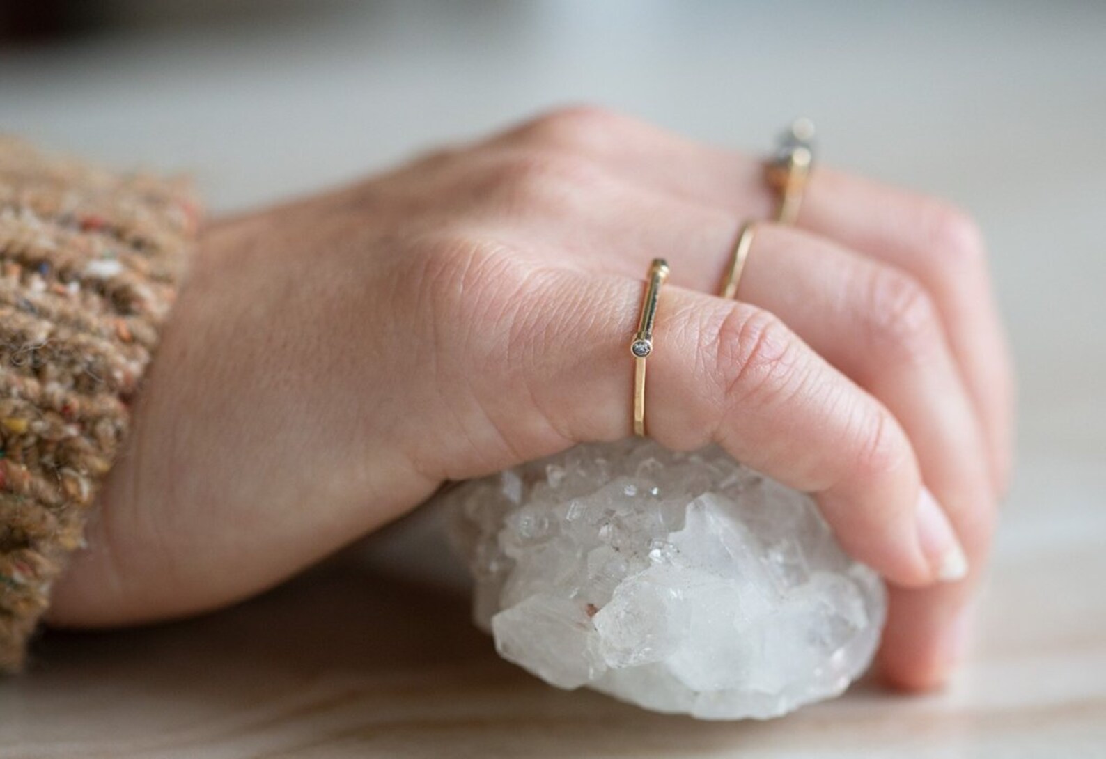 Diamond Bar Bell Ring - Etsy