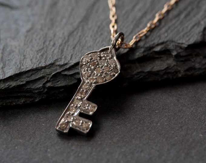 Pavé Diamond Key Necklace as Seen in lucky - Etsy