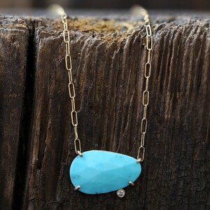 Rose Cut Turquoise Diamond Pendant Necklace - Etsy