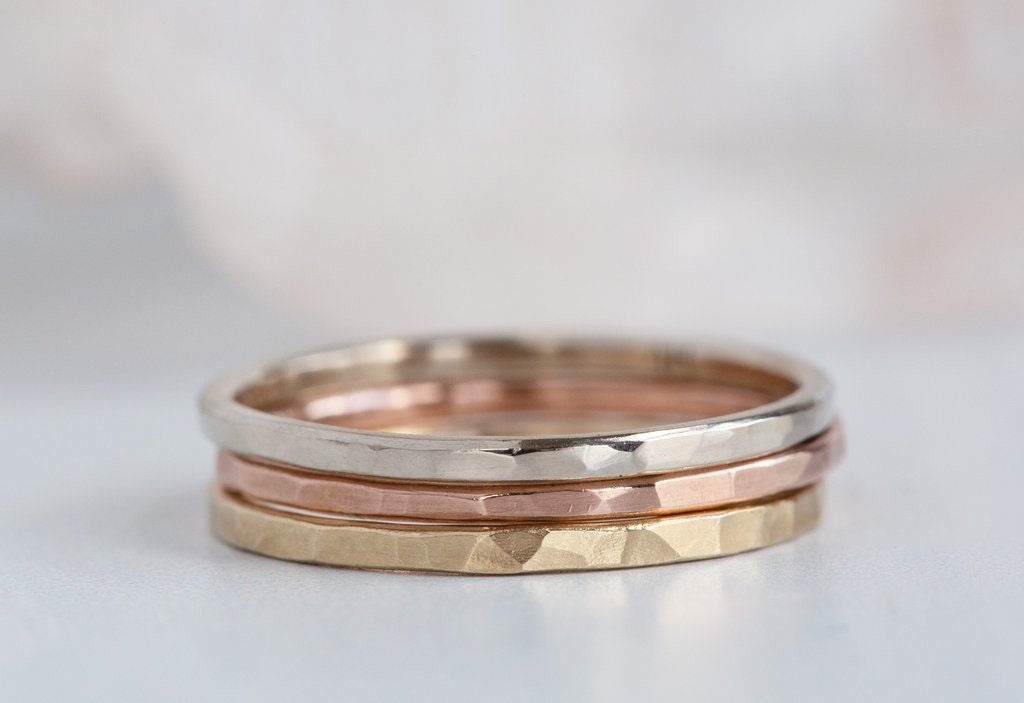 Hammered 14k Gold Stacking Band | Etsy