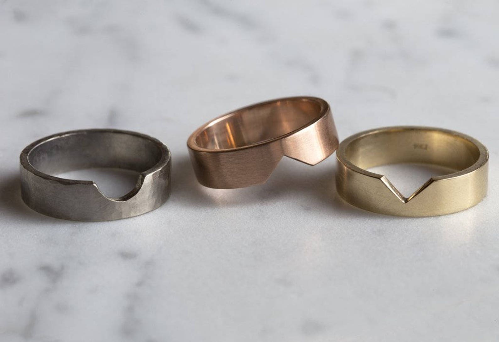Custom 14kt Yellow Gold Cut-out Wedding Band | Etsy