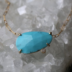 Rose Cut Turquoise Diamond Pendant Necklace - Etsy