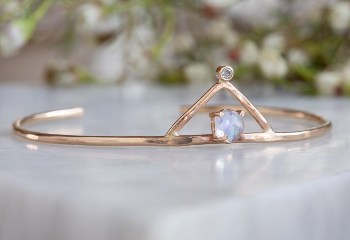 Moonstone Diamond Crown Bracelet - Etsy