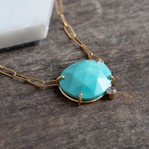 Rose Cut Turquoise Diamond Pendant Necklace - Etsy