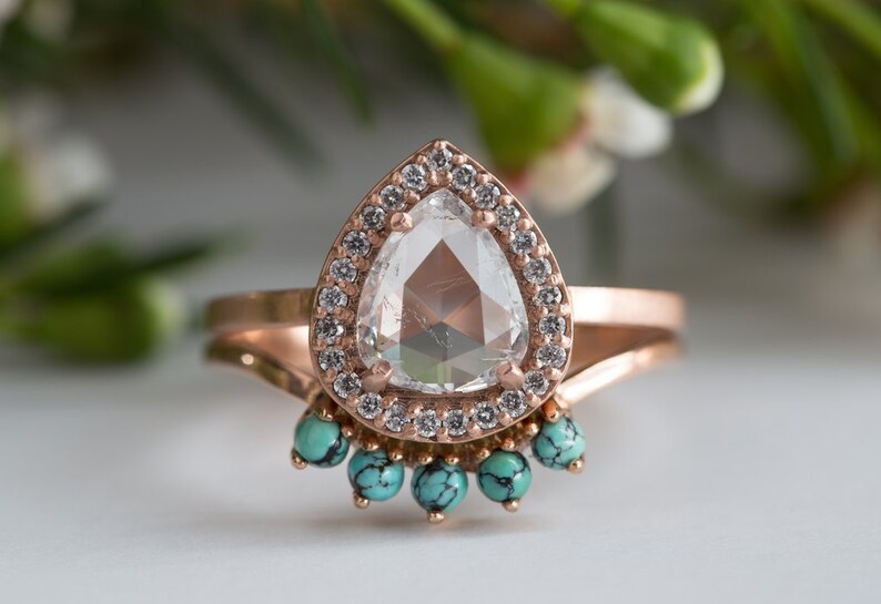 Turquoise Sunburst Wedding Band - Etsy