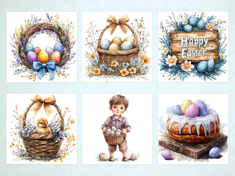 Easter Watercolor Clipart Bundle: Bunny, Eggs, Springtime (PNG ...