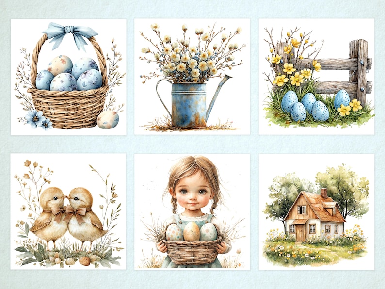 Easter Watercolor Clipart Bundle: Bunny, Eggs, Springtime (PNG ...