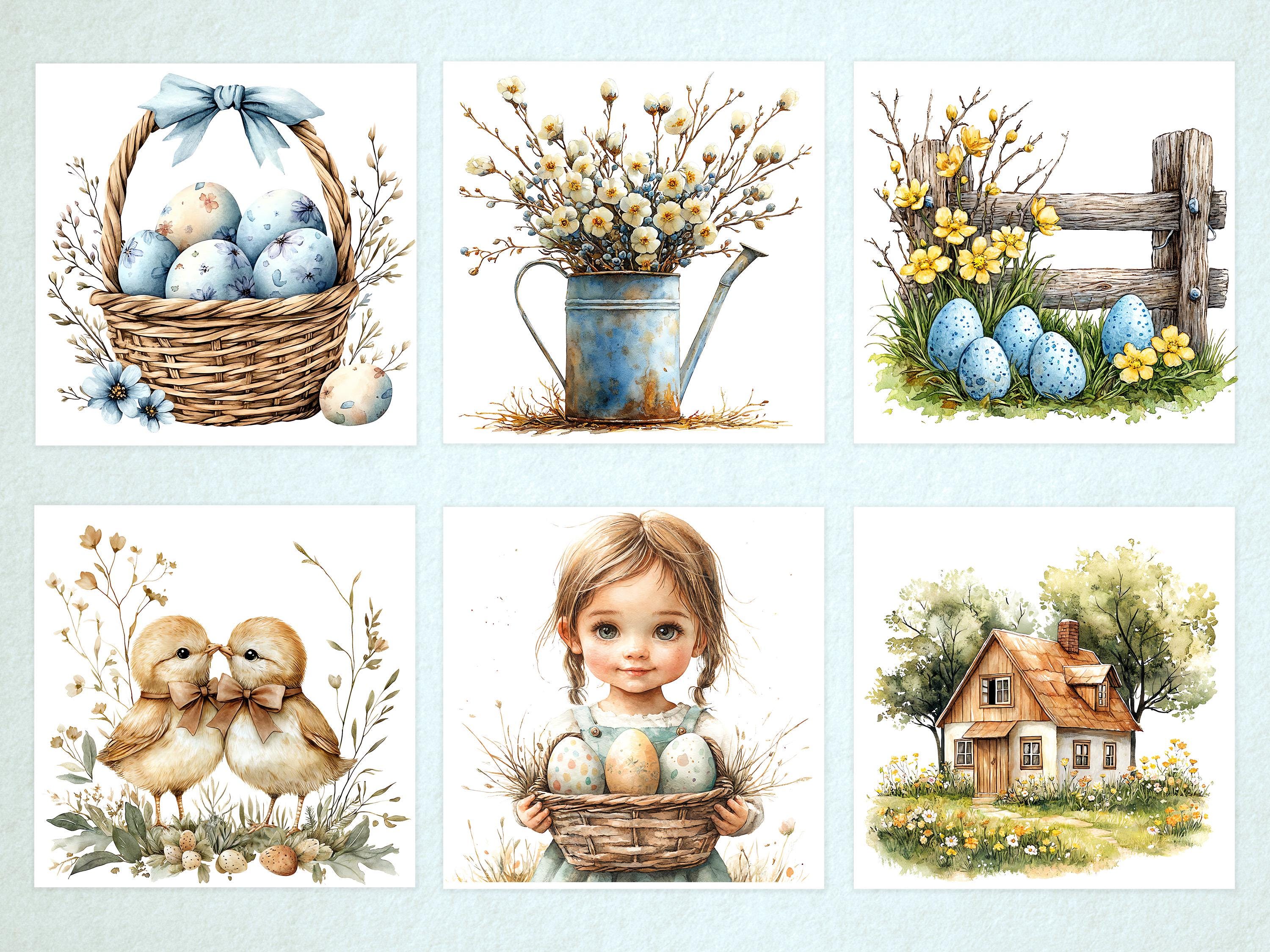 Easter Watercolor Clipart Bundle: Bunny, Eggs, Springtime (PNG ...