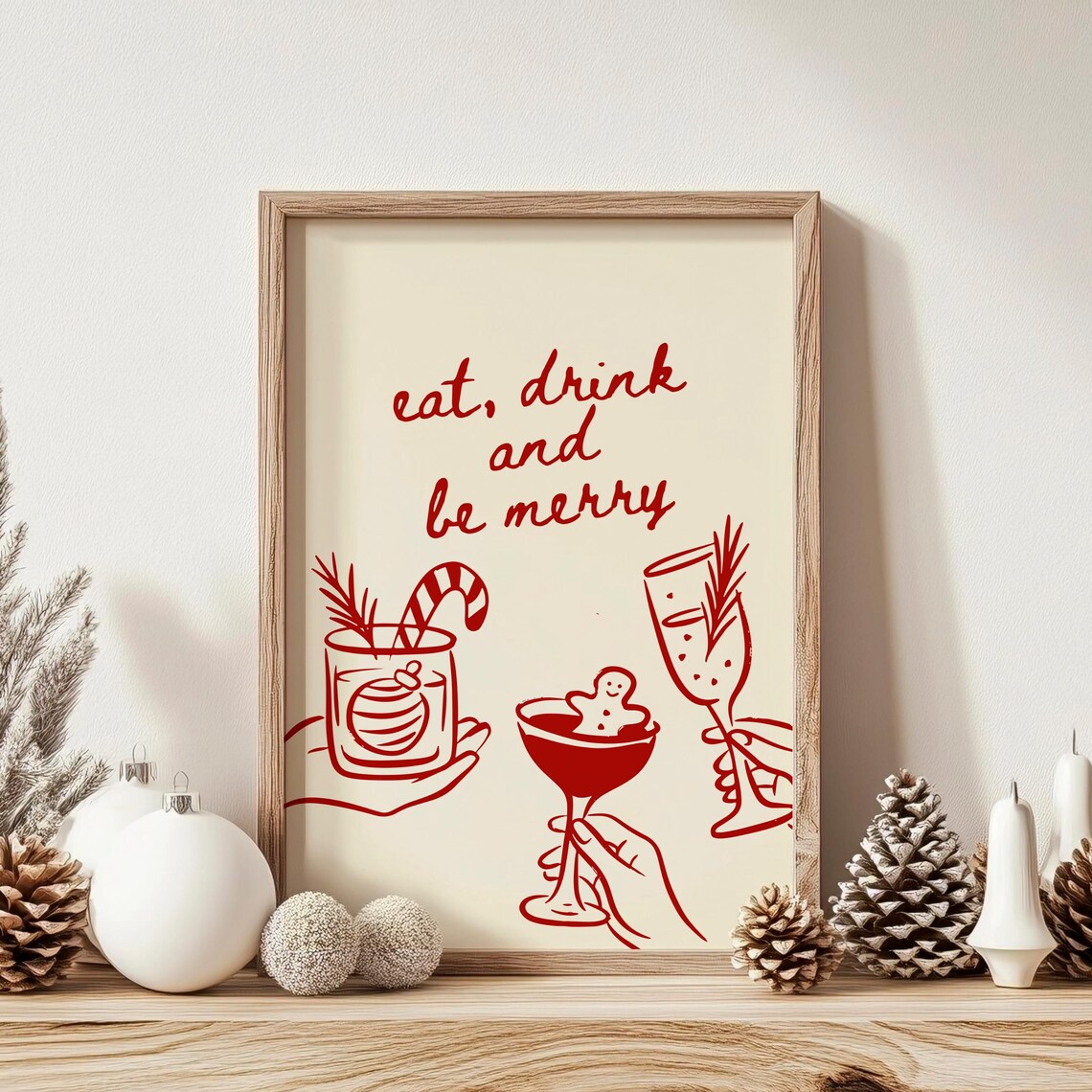 Christmas Bar Sign, Eat Drink and Be Merry Sign, Holiday Party Sign ...