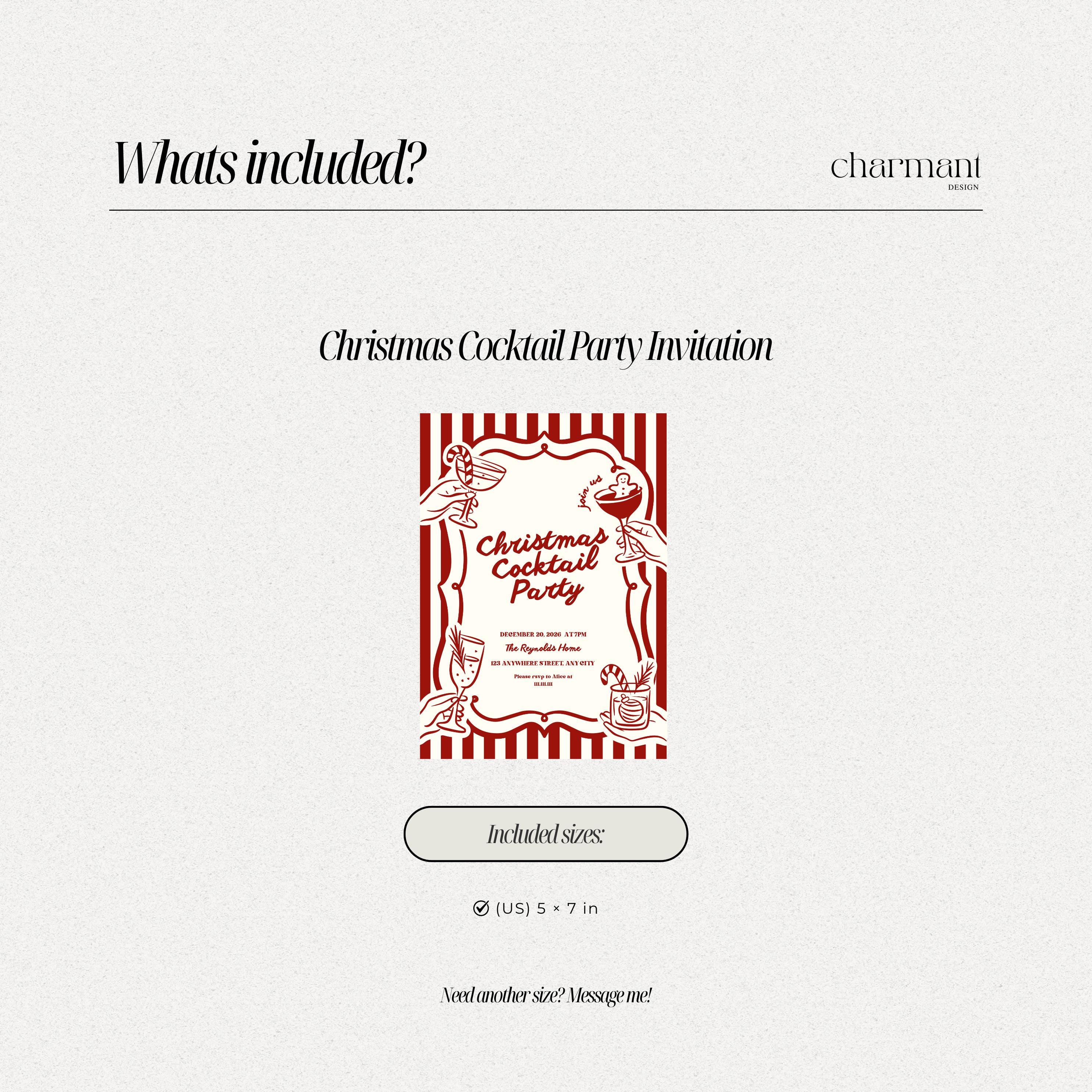 Christmas Cocktail Party Invitation, Editable Christmas Party Invite ...