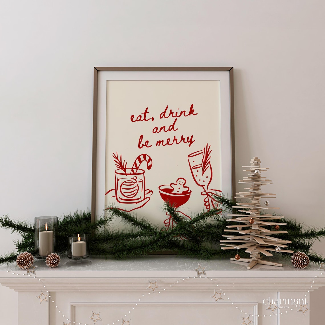 Christmas Bar Sign, Eat Drink and Be Merry Sign, Holiday Party Sign ...