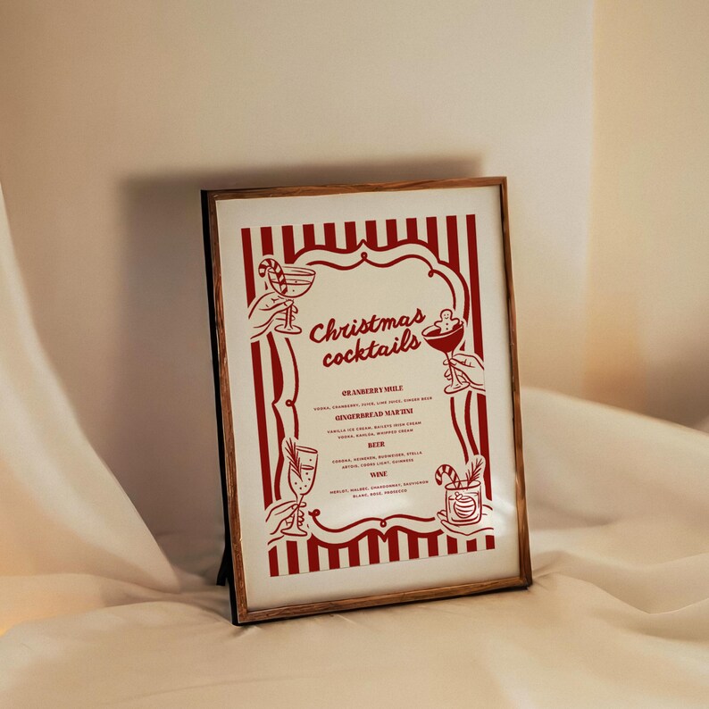 Christmas Bar Decor, Holiday Drinks, Christmas Bar Sign, Christmas ...