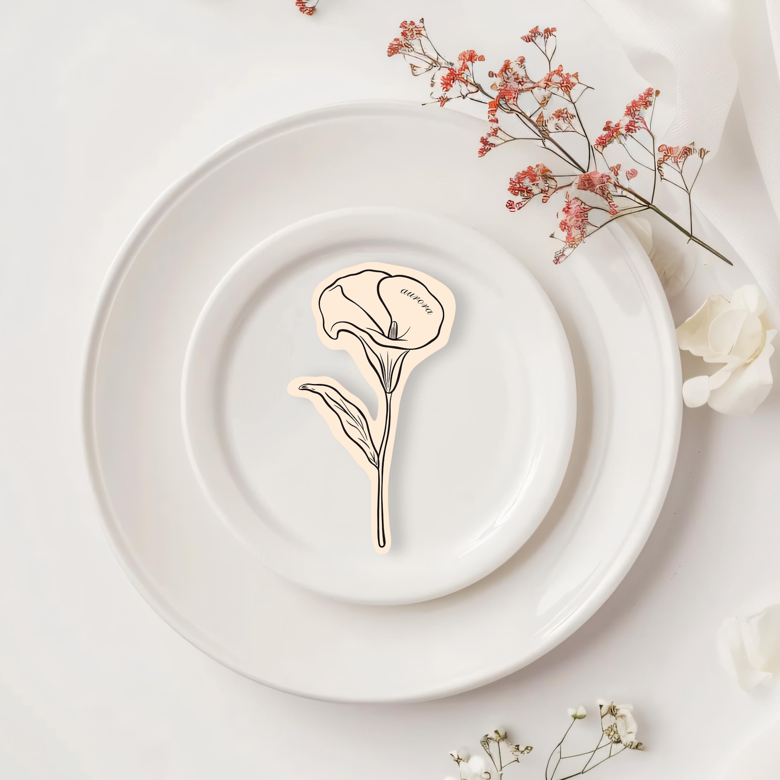 Flower Place Card, Wedding Place Cards, Party Place Card, Dinner Party ...