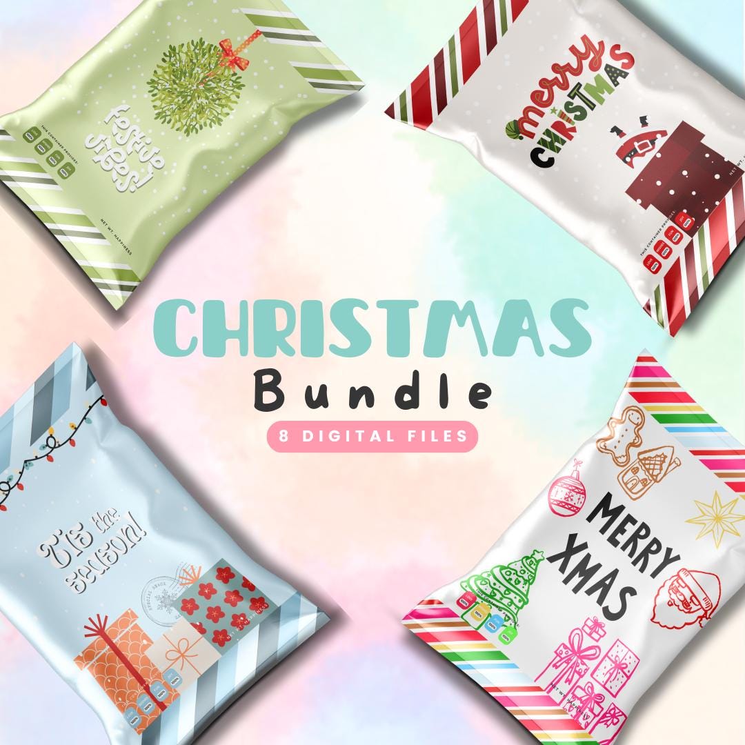 Christmas Candy Bags, Christmas Chip Bags, Christmas Snack Bags, Cute ...